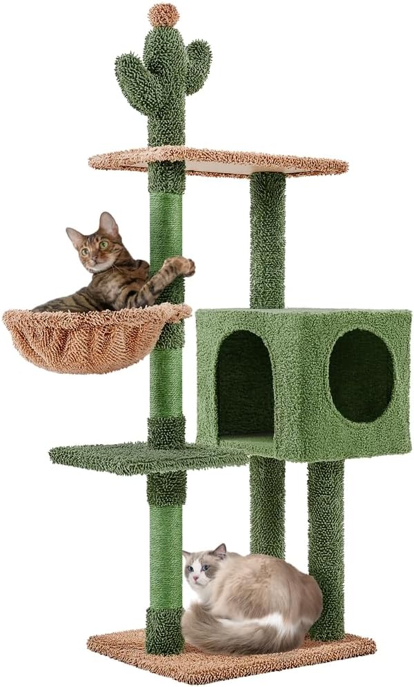 Amazon.com : Yaheetech Cactus Cat Tree, 52.5in Cat Tower for Indoor ...
