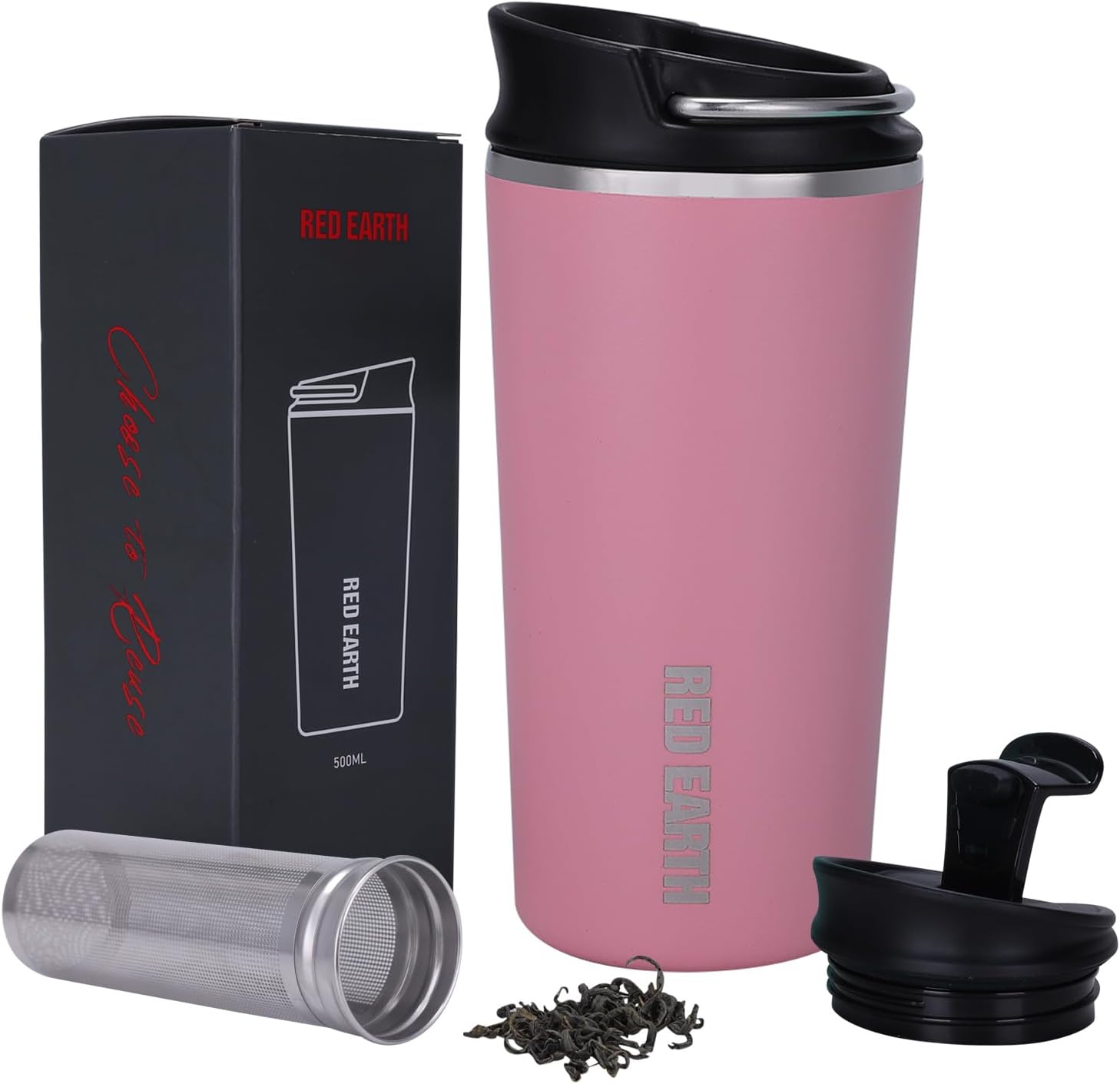 Amazon.com: GiNT 17oz Travel Tea Mug with Infuser and Two Lid. Vacuum ...
