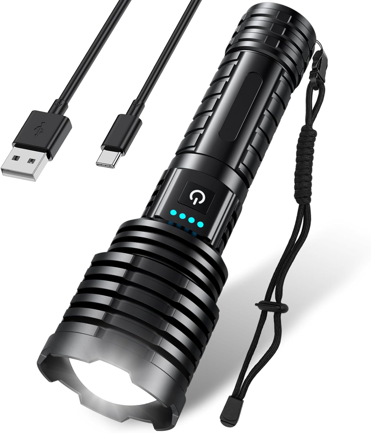 NHYT LED Flashlight High Lumens, Rechargeable Flashlight Powerful ...