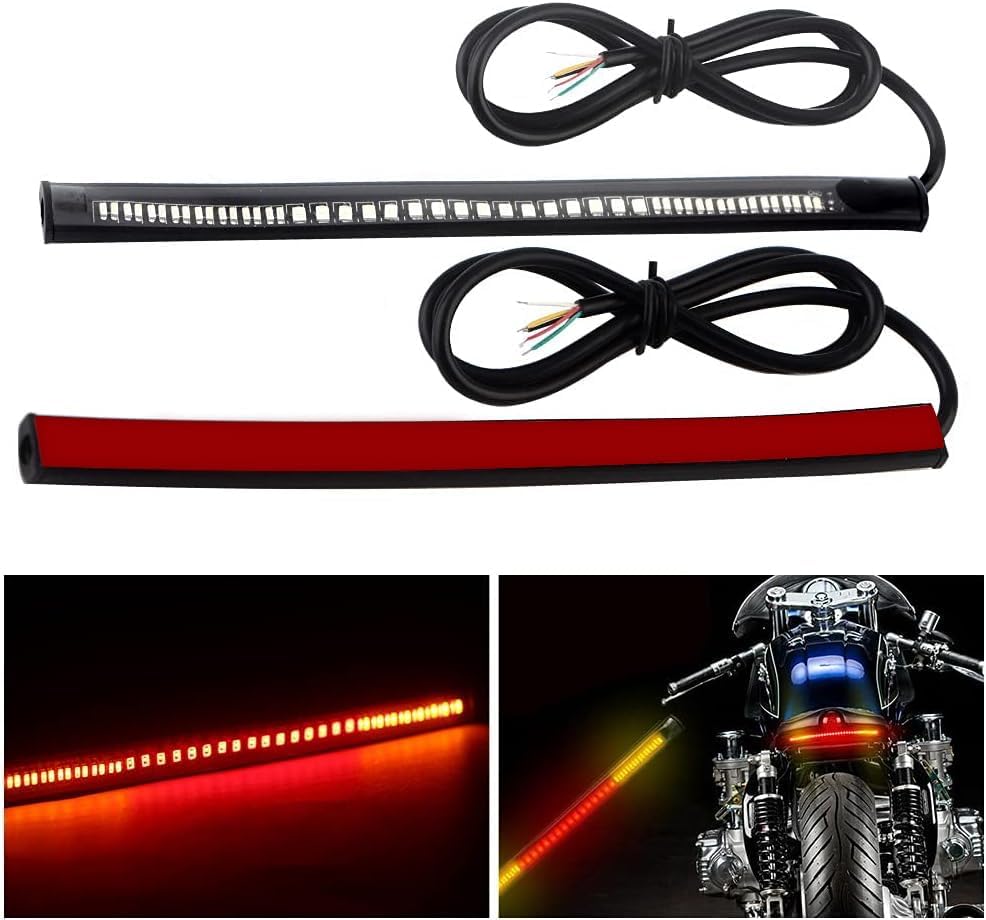Qasim Motorcycle LED Tail Light Strip Turn Signal Light Brake Light, 48 ...