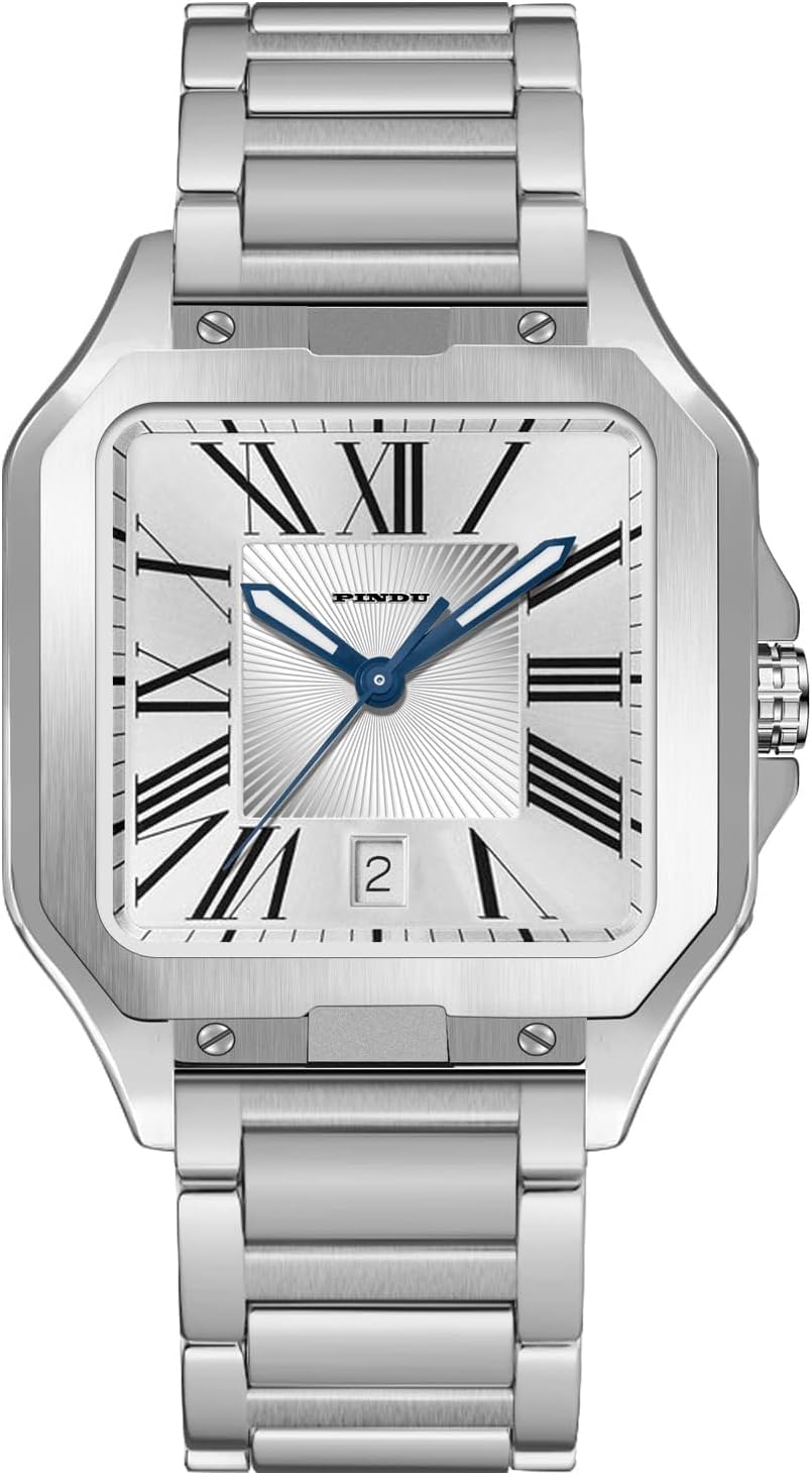 PINDU Automatic Watches for Men, Tank Business Dress Watch Square ...