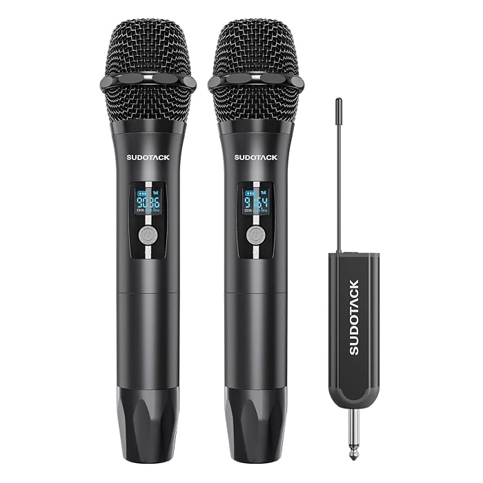 Buy Wireless Microphone, SUDOTACK Metal UHF Dual Cordless Handheld ...