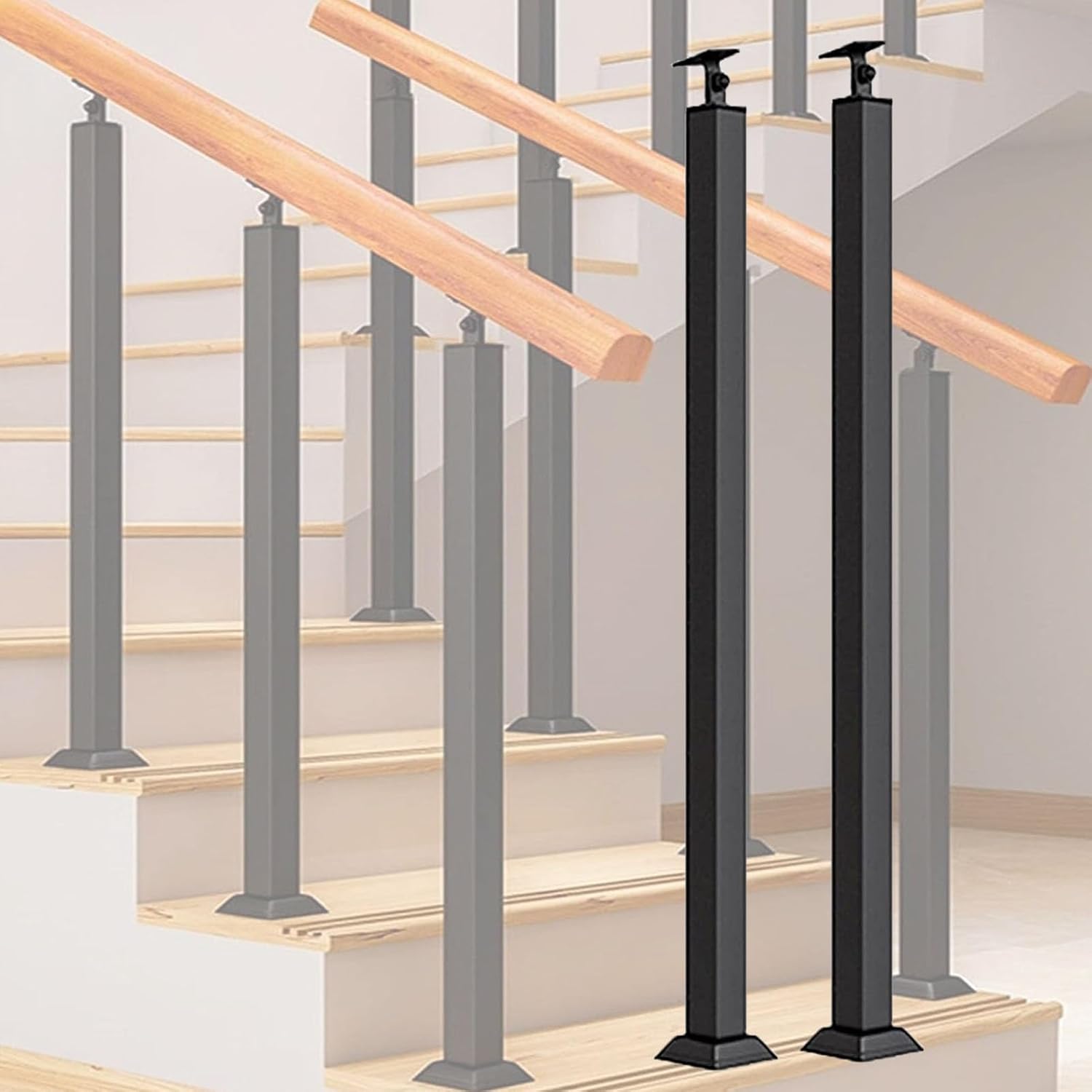 Metal Stair Balusters Post - Indoor Square Railing Spindles, Black ...