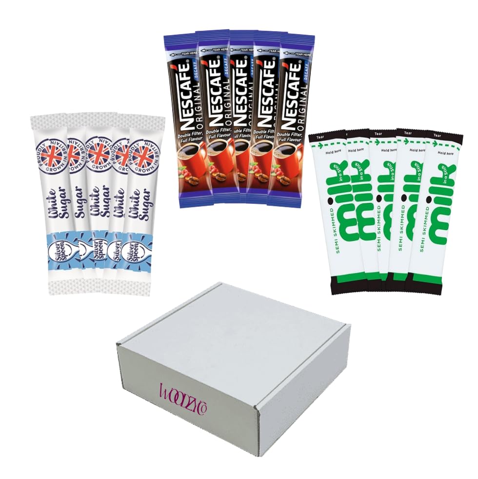 Decaf Coffee, Milk and Sugar Sachets Bundle - Handy Travel Pack - Great ...