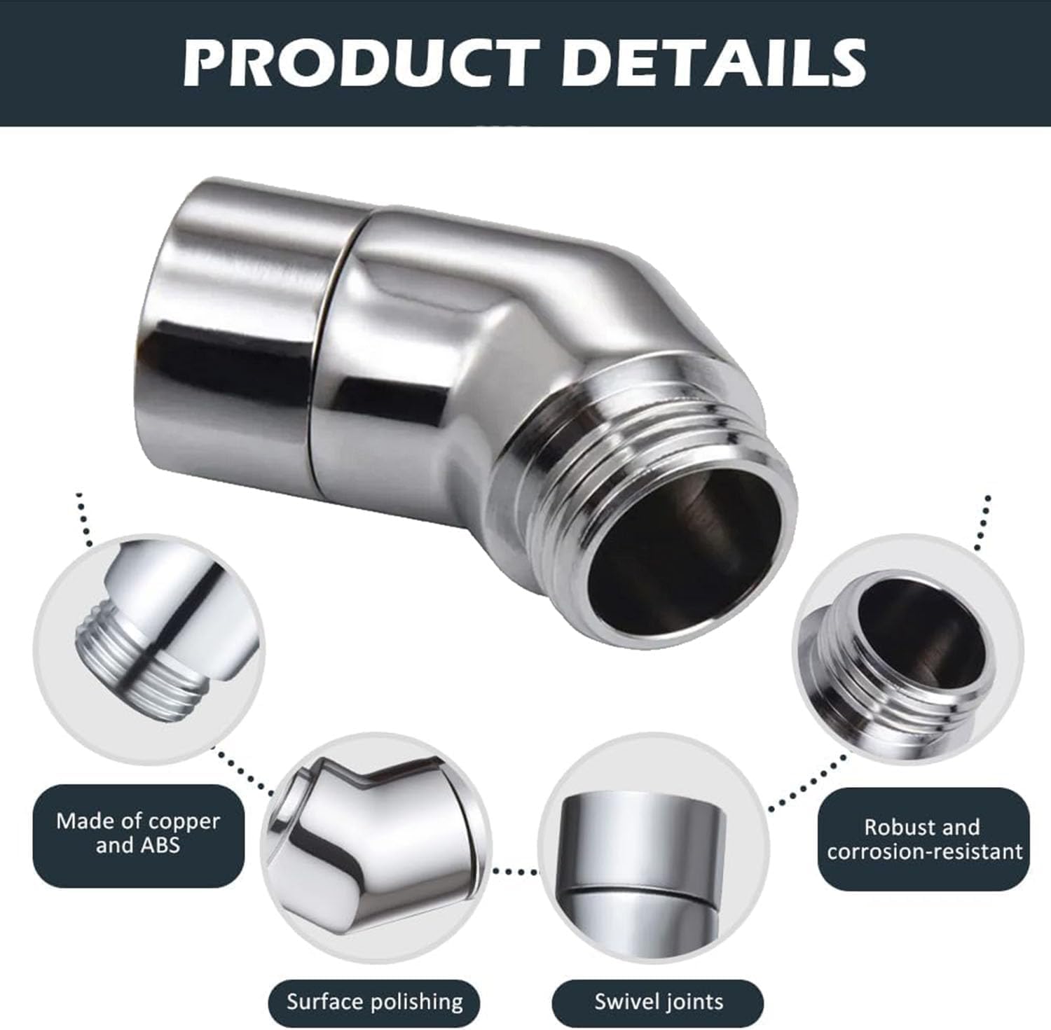 Snapklik.com : 2 Packs 135 Degree Shower Head Angle Adapter - G1/2 ...