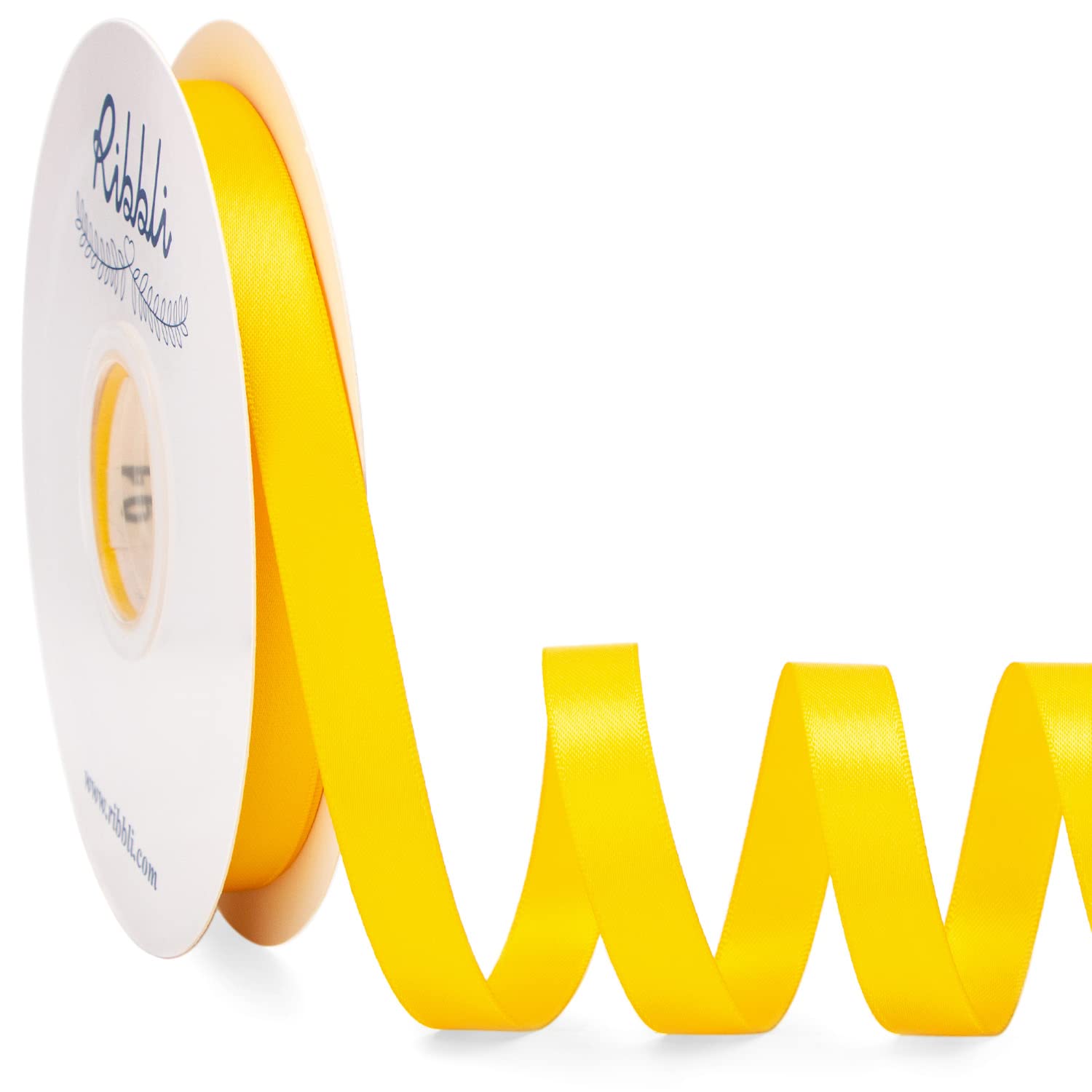 Amazon.com: Ribbli Maize Yellow Satin Ribbon Double Faced Satin 1/2 ...