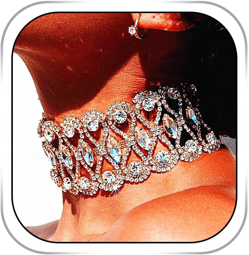 Amazon.com: CanB Rhinestone Necklace Choker Black Crystal Collar ...