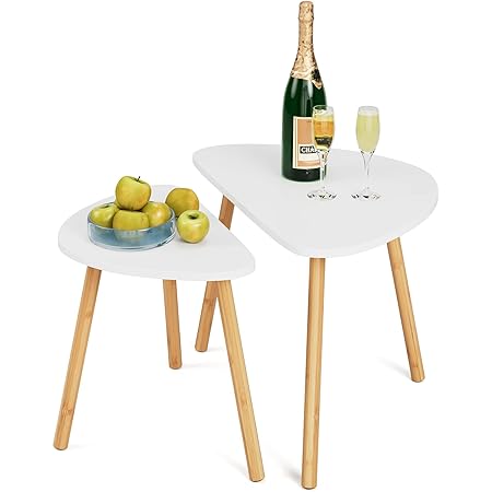 Amazon.com: Nesting Table Set of 2, Bamboo End Table for Living Room ...