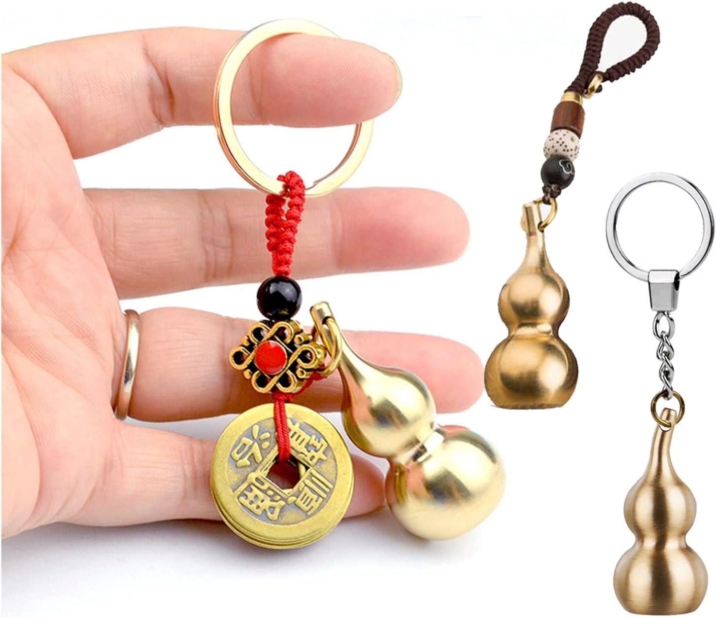 Amazon.com: NUOBESTY Wu Lou Key Chain Chinese Gourd Keychain with Feng ...
