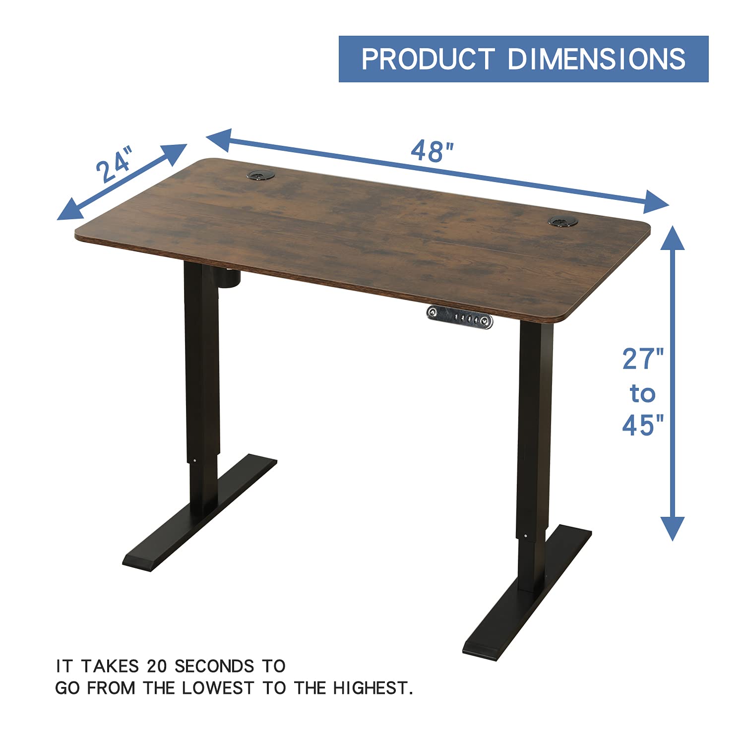 Snapklik.com : Bilbil Electric Height Adjustable Standing Desk, 48 X 24 ...