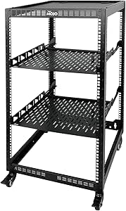 Tecmojo 20U Open Frame Network Rack for Servers&AV Gear, Server Rack 4-Post with casters, Mobile ...