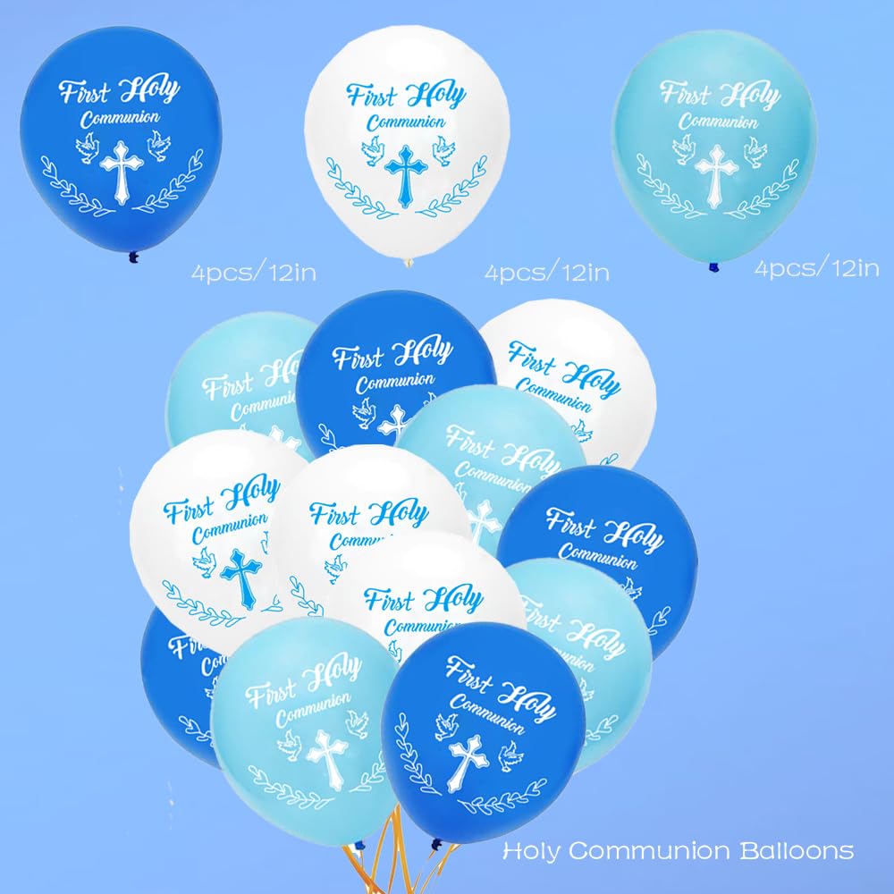 Blue Holy Communion Decorations, 25pcs Boy First Communion Decorations ...