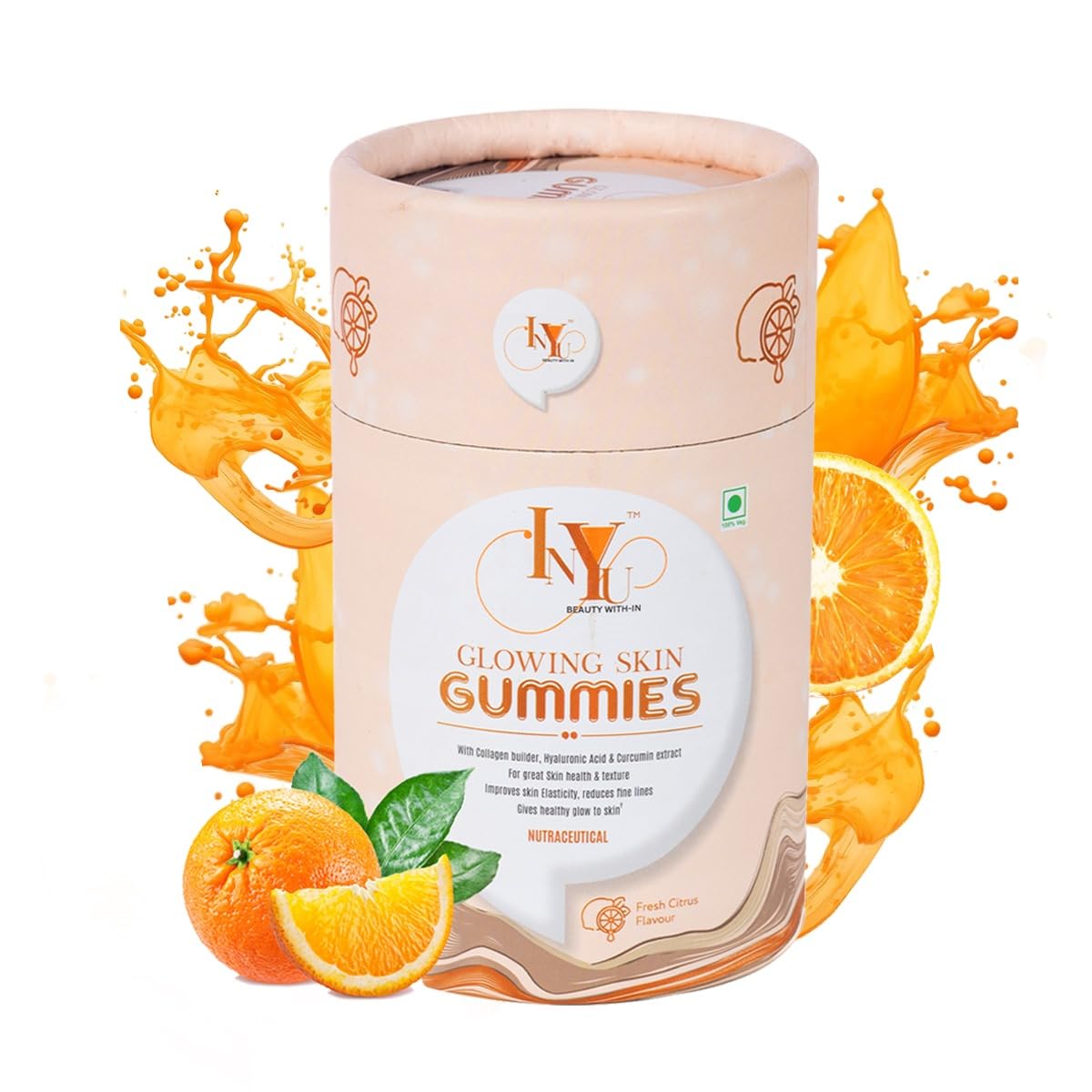 INYU Glowing Skin Gummies for Women and Men | 30 Days Pack | With ...
