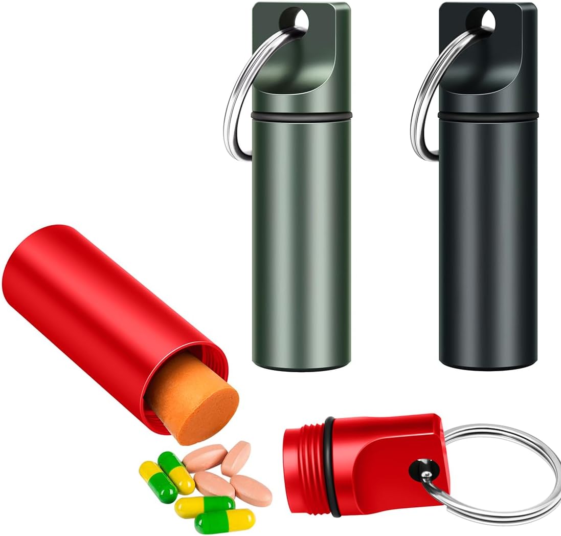 Amazon.com: 3 Packs Keychain Pill Holder, EFFIET Waterproof Small Pill ...