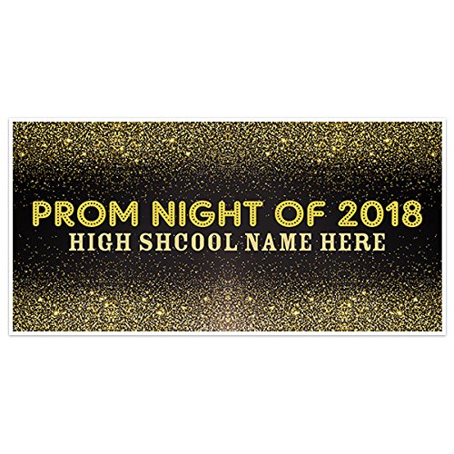 Amazon.com: Golden Glitter Prom Banner Personalized School Dance Party ...