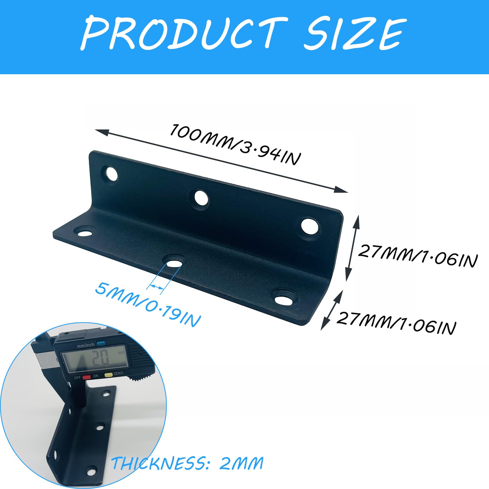 Set of 4 x Right Angle Connector L-Shaped Bracket 100 x 27 x 27 x 2 mm ...