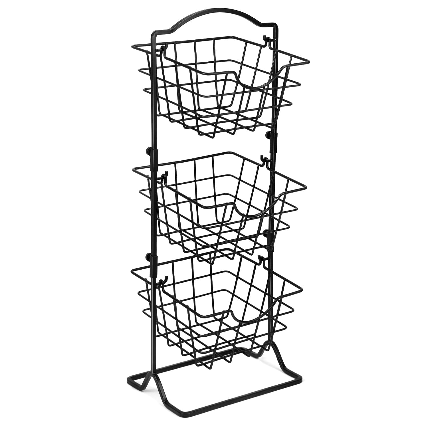 Amazon.com: QWORK 3-Tier Metal Wire Market Basket Storage Stand ...