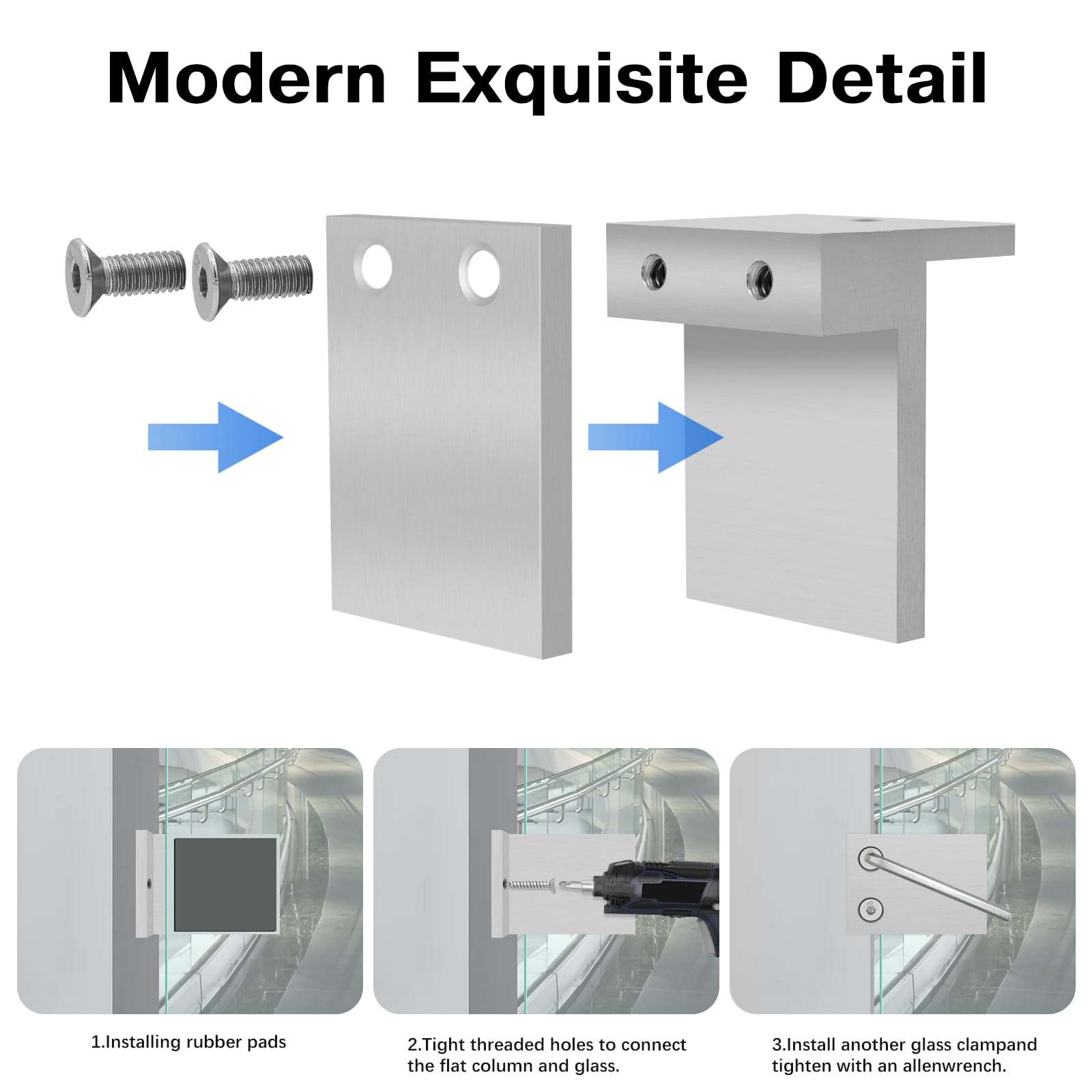 Snapklik.com : LukLoy Heavy Duty Glass Railing Clamp, Stainless Steel ...