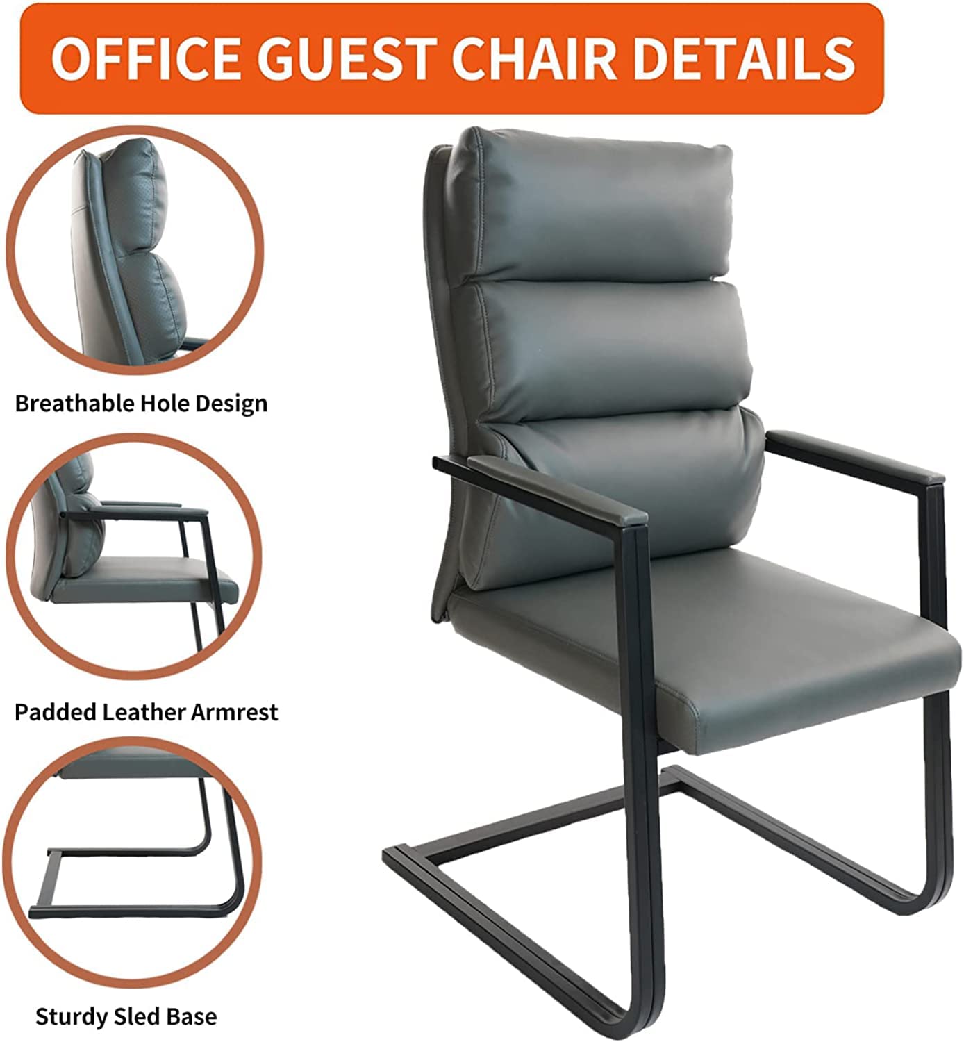 Snapklik.com : CLATINA Big Tall Office Guest Chair, Upholstered Leather ...