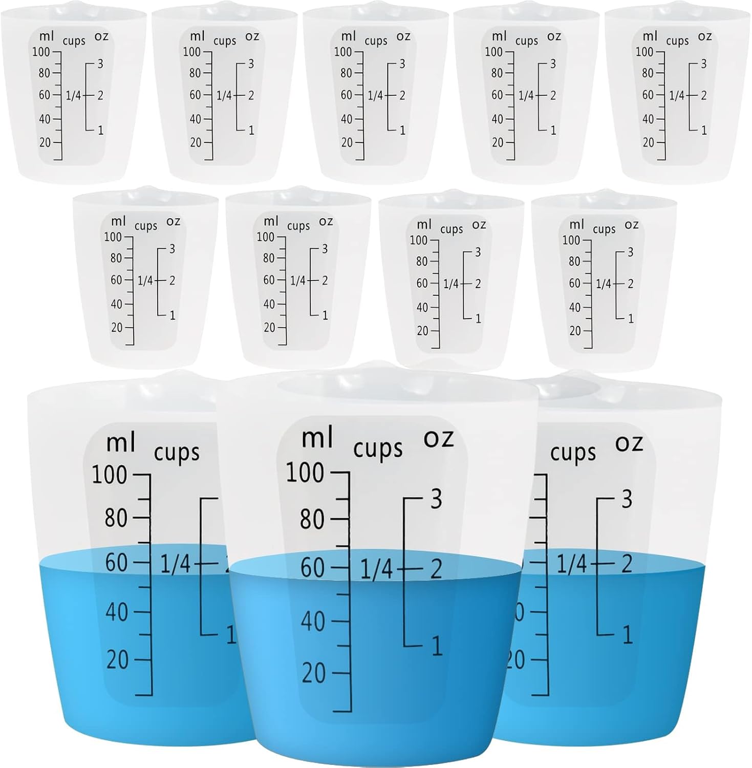 Amazon.com: Creahaus 12pcs Silicone Measuring Cups for Resin, 100ml Non ...