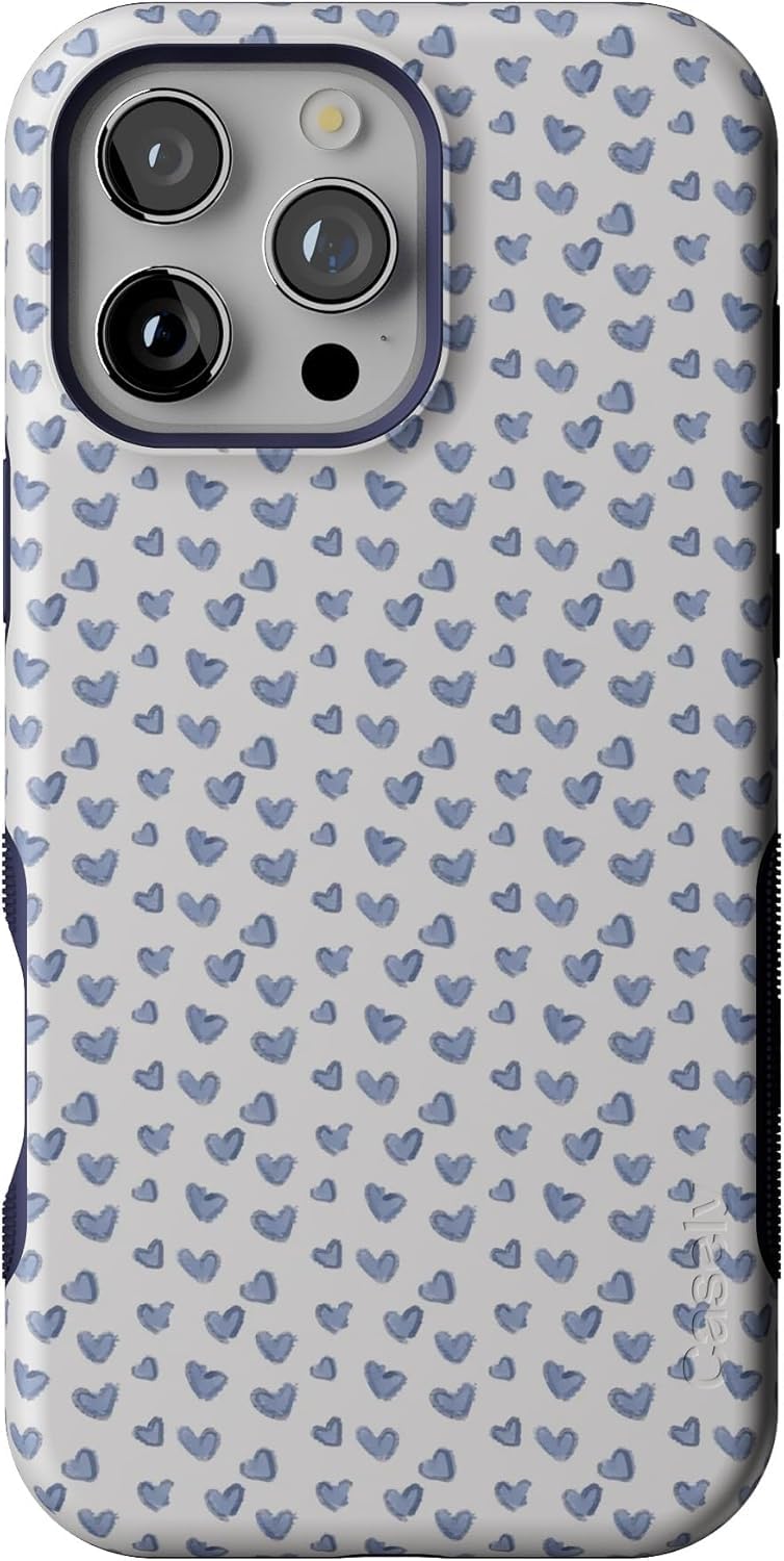 Amazon.com: Casely iPhone 16 Pro Max Case | Lovebug | Blue Hearts Case | Compatible with MagSafe ...