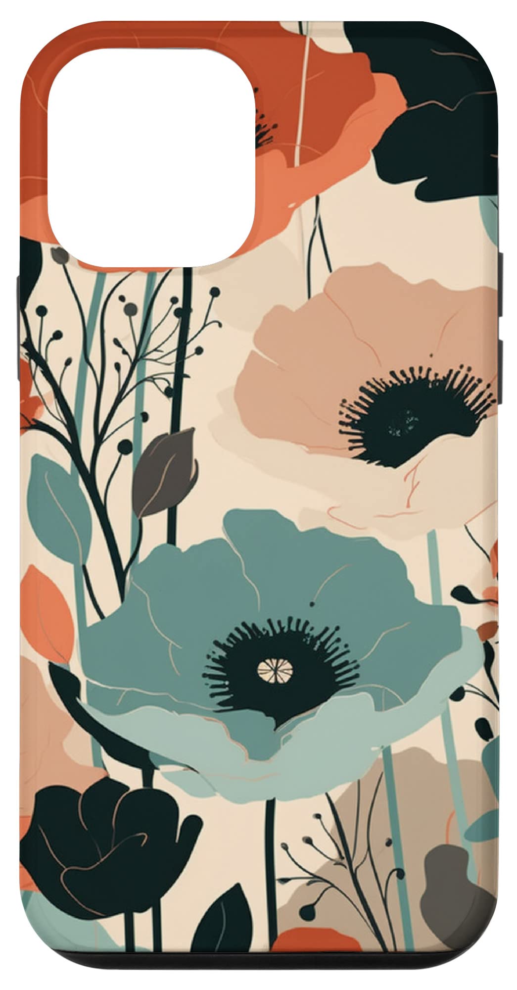 Amazon.com: iPhone 12 mini Minimal Poppy Flower Boho Floral Cute ...