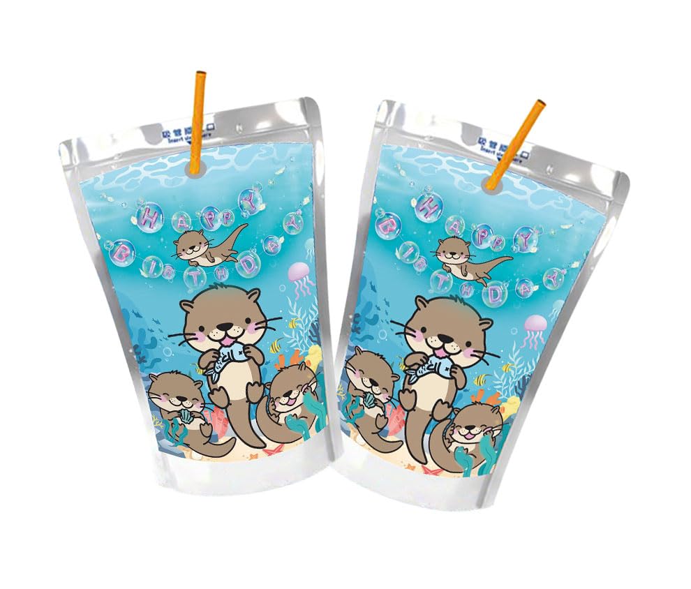 Amazon.com: 24 Pcs Otter Birthday Party Supplies,Otter Juice Bag Tags ...