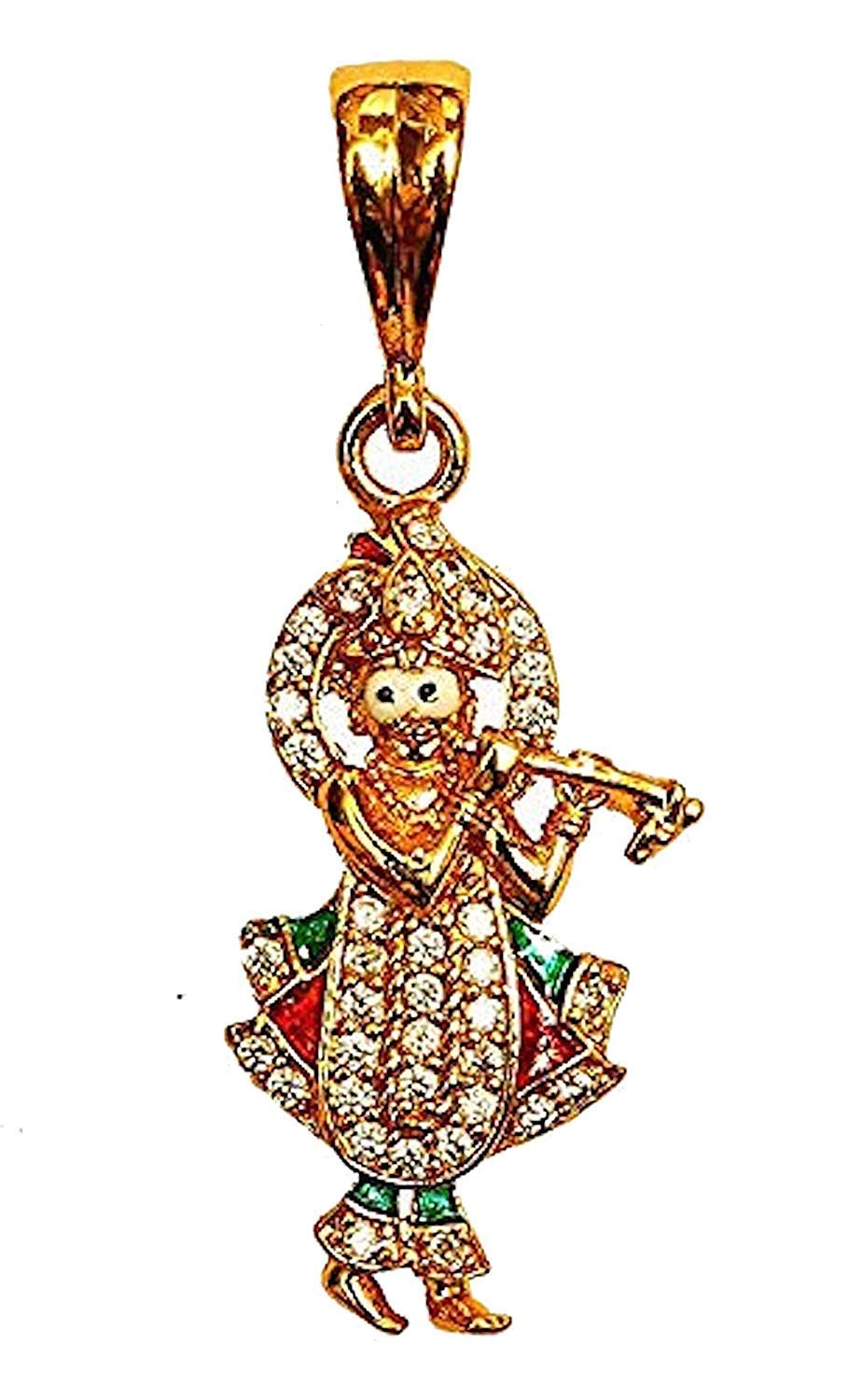 Rudra Divine Gold Plated Lord Krishna Religious God Pendant Chain ...