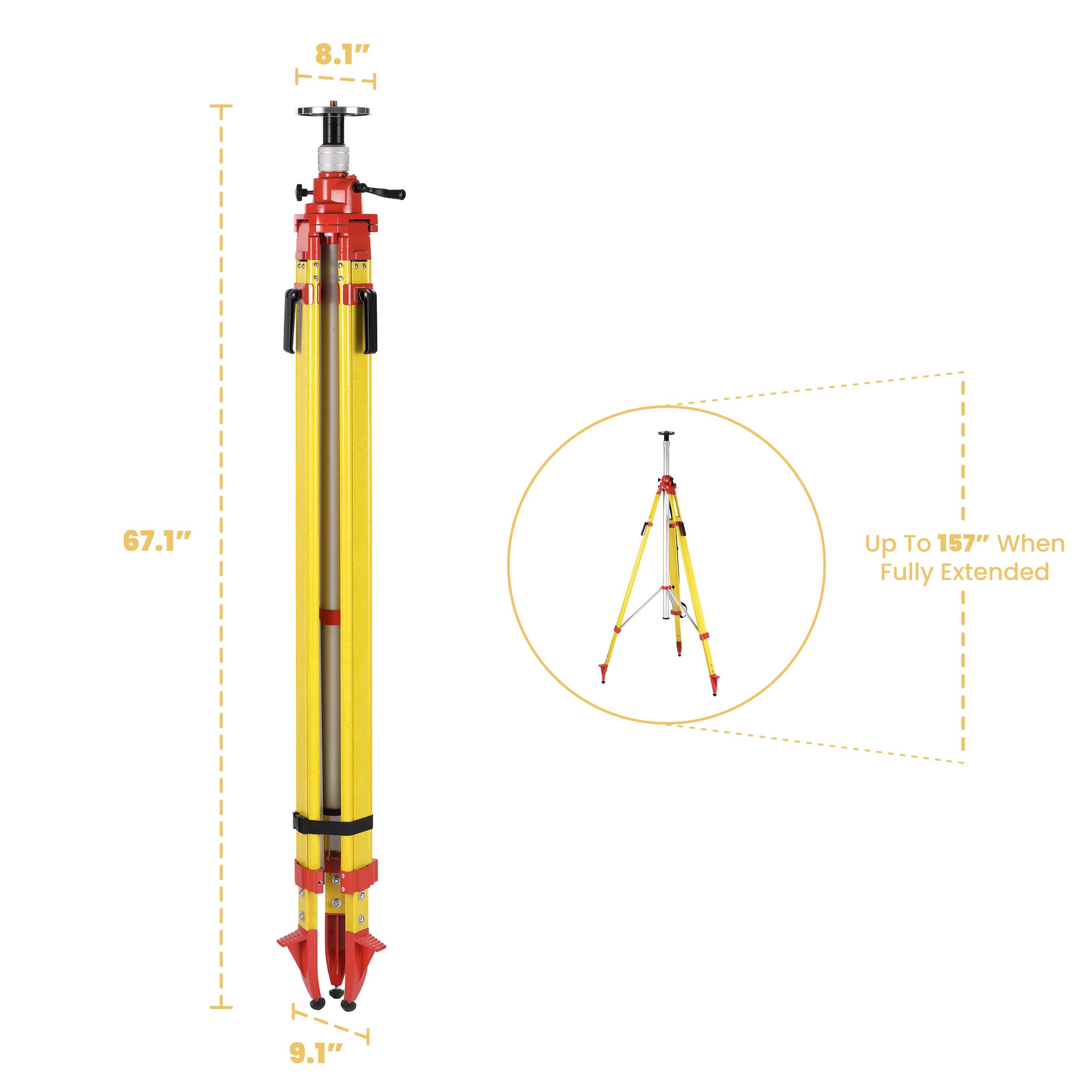Snapklik.com : AdirPro Giant 157" Wood/Fiberglass Elevating Tripod, Heavy Duty Multifunctional ...