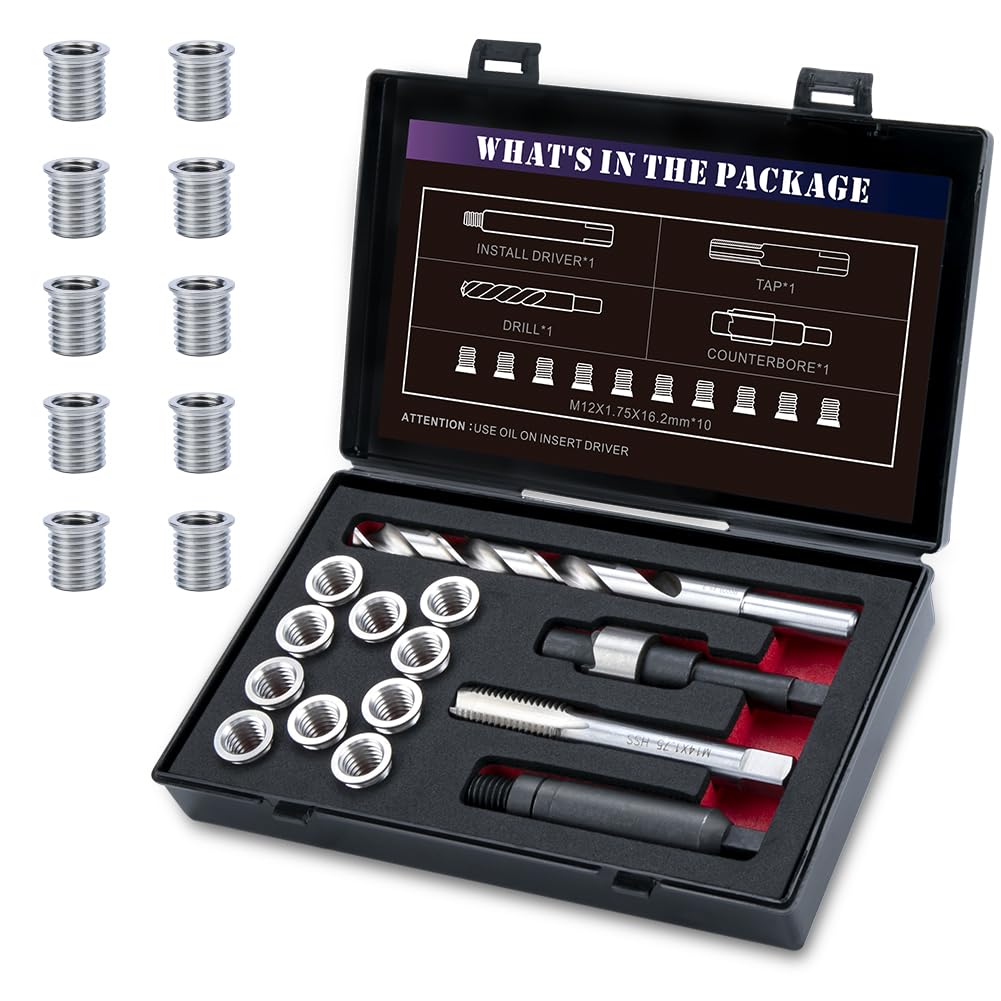 Amazon.com: SENNMONN M12X1.75X16.2MM Thread Repair Kit with Insert HSS ...