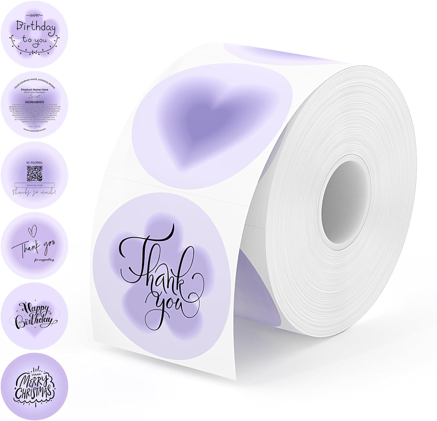 MUNBYN 50x50MM Purple Gradient Round Thermal Sticker Labels, 6 Gradient ...