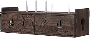 Amazon.com: Fodalob Solid Wood Wireless Router Power Storage Box with ...