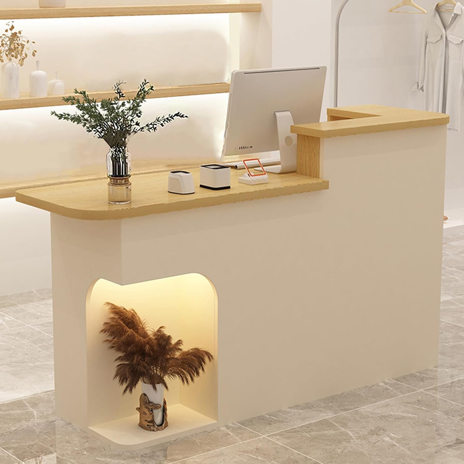 Amazon.com: Nuipesn Office Reception Desk with LED Lights Front ...