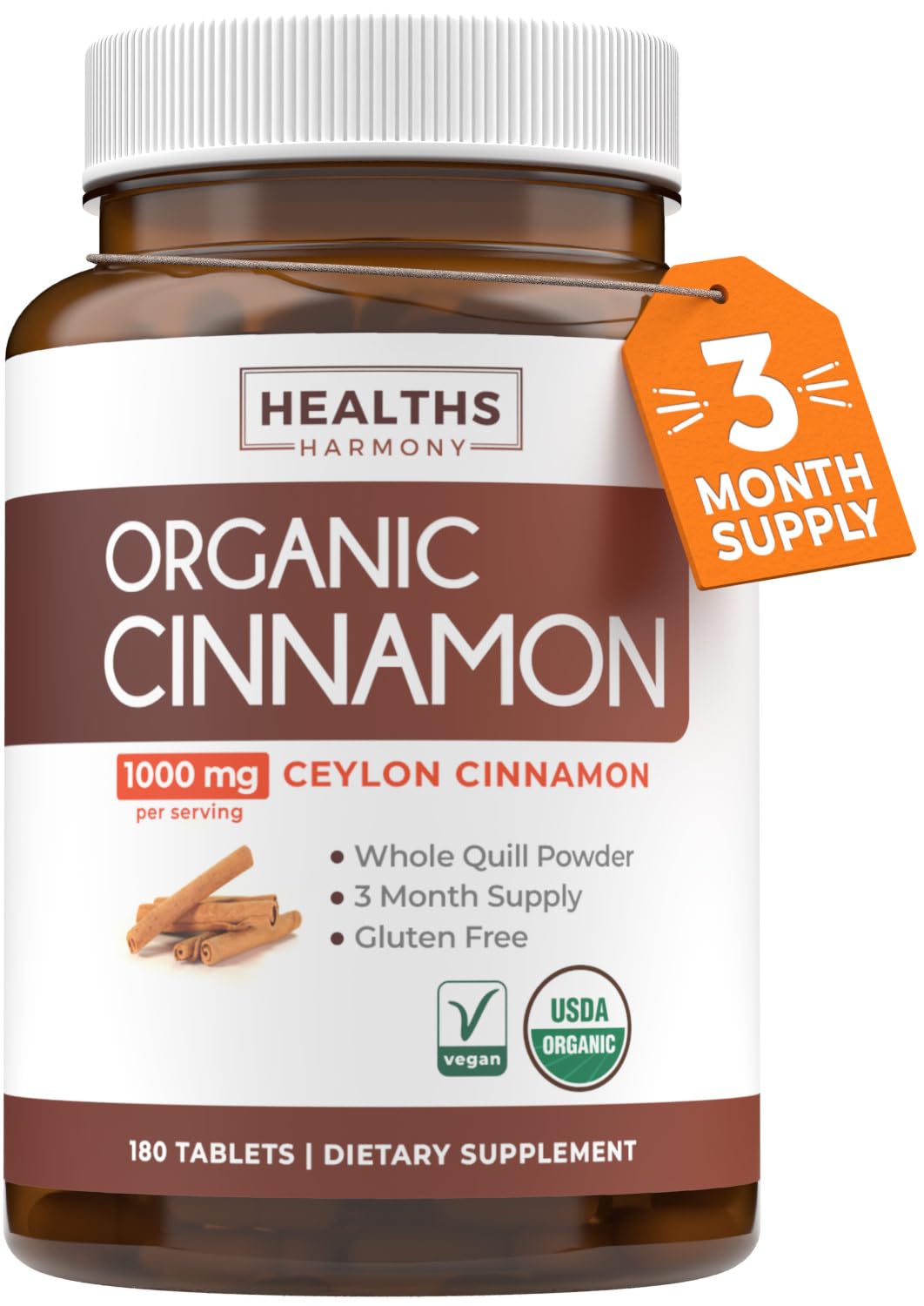 Amazon.com: USDA Organic Ceylon Cinnamon (180 Tablets) 1000mg Cinnamon ...