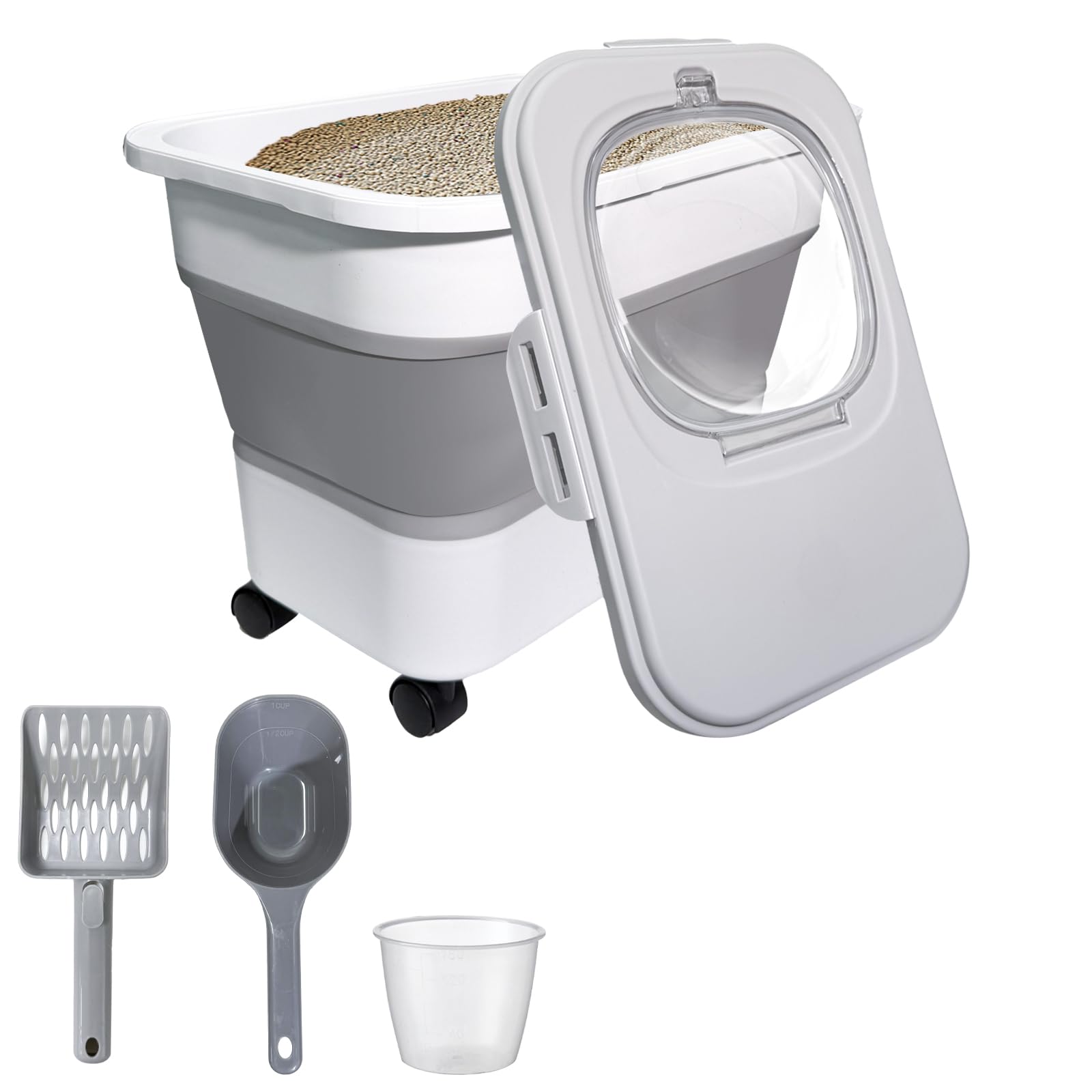 Amazon.com: Collapsible Cat Litter Storage Container with Rolling ...