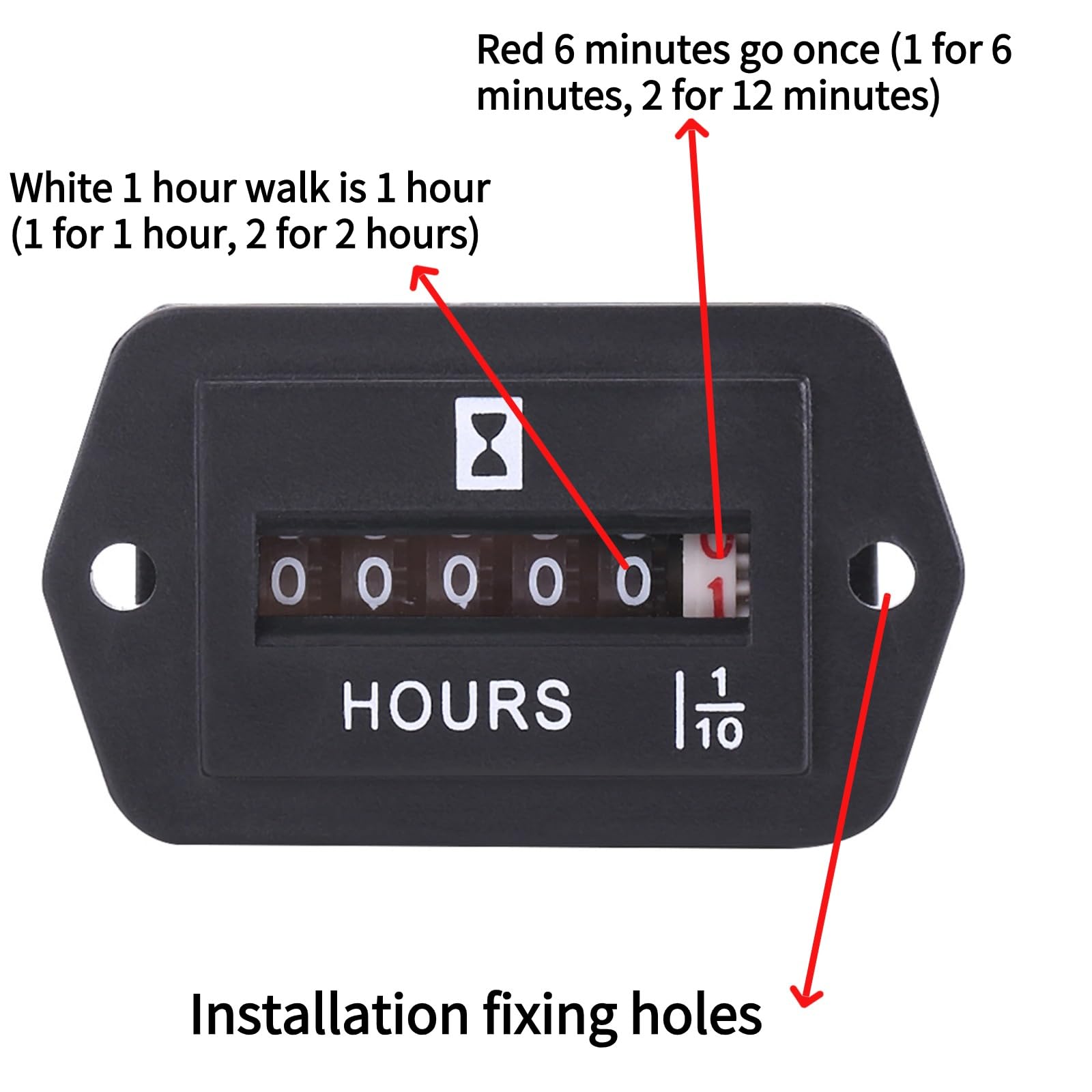 Agt Mini Excavator Parts DC 6-80V Mechanical Hour Meter - Track Engine ...