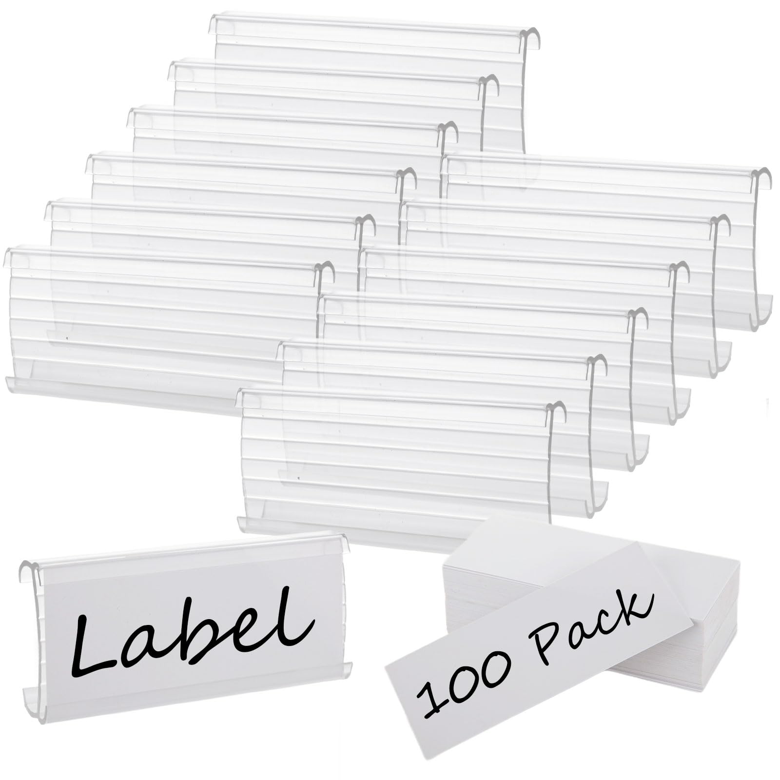 Amazon.com : LOEQIAN 100 Pack Plastic Shelf Label Holders, Clear Shelf ...