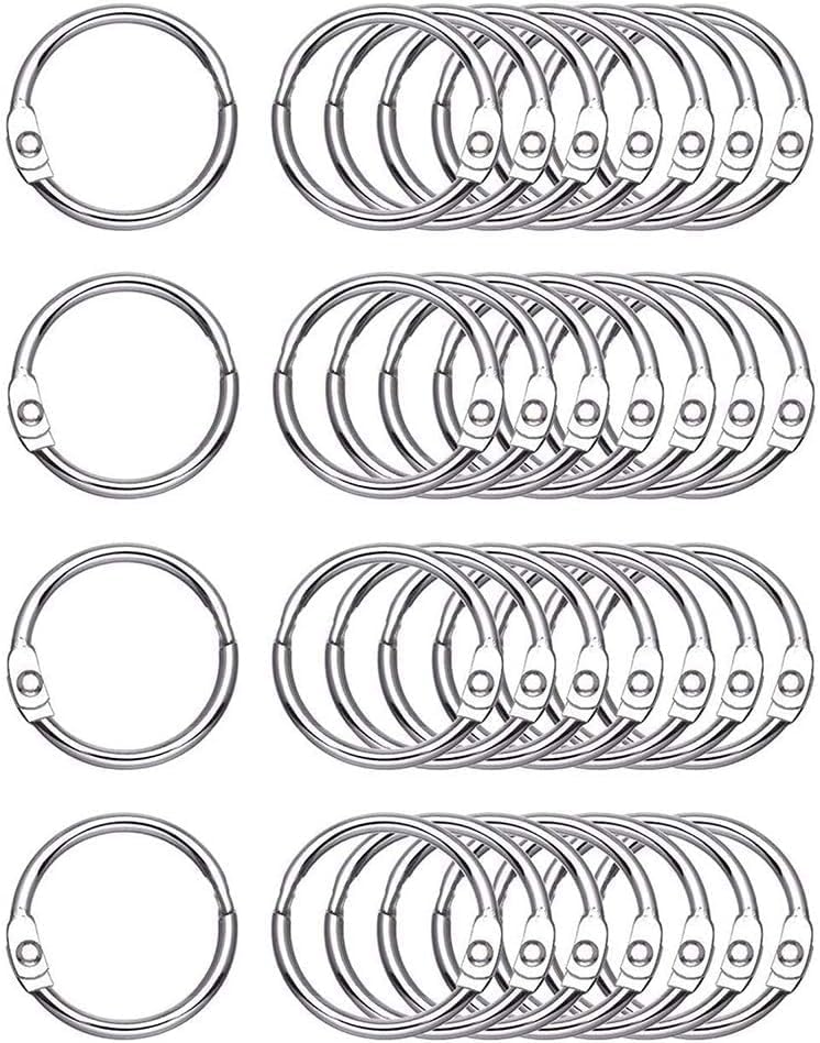 AMOSTBY Loose Leaf Binder Rings,60Pcs Binder Rings Keychain,Key Rings ...