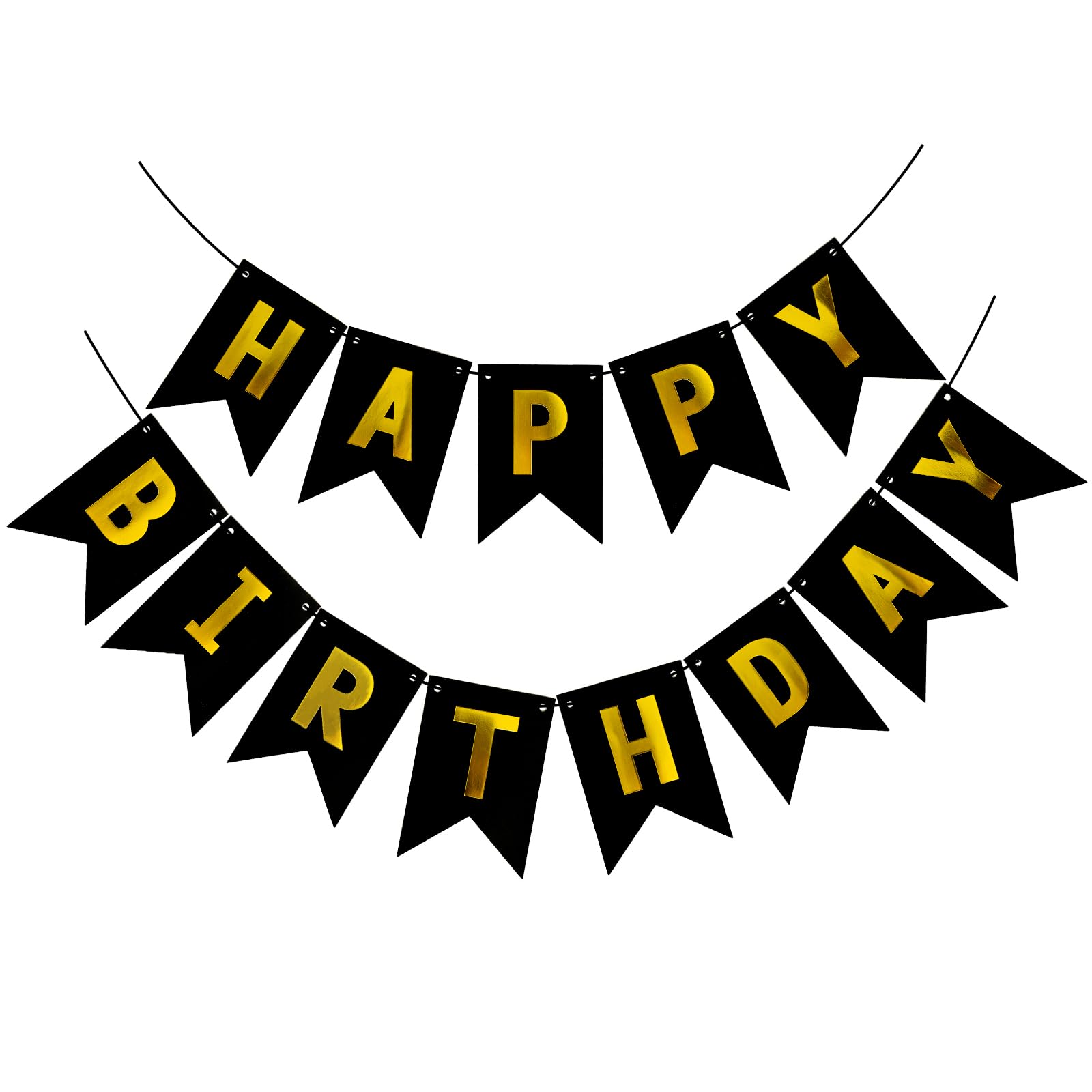 Amazon.com: PatiCool Black Happy Birthday Banner,Happy Birthday Sign ...