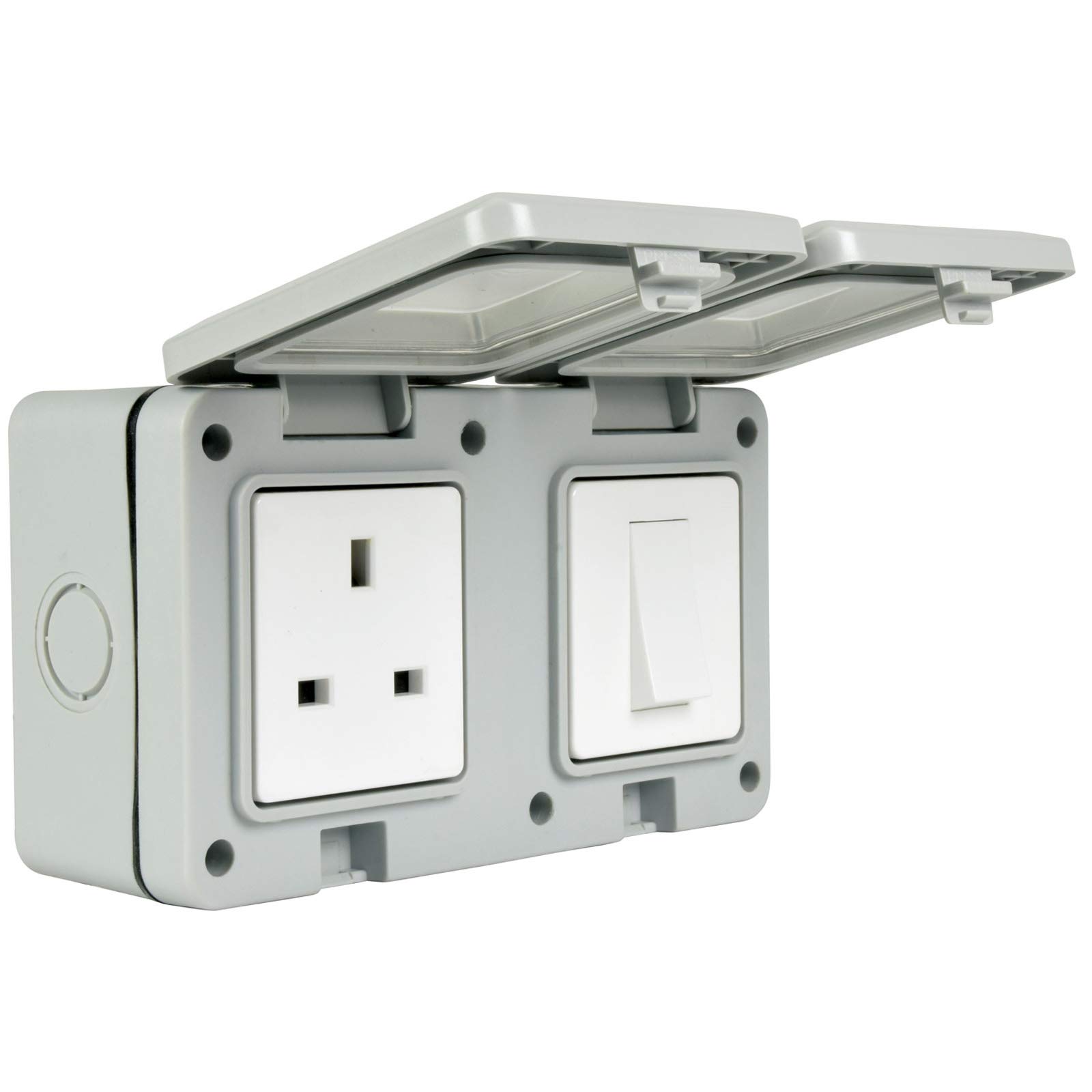 Buy Double Gang Fully Weatherproof Switch & 3 Pin UK Power Socket ...