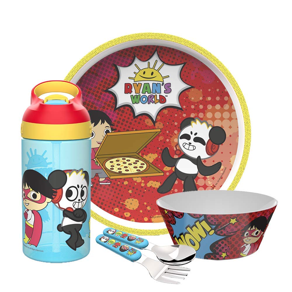 Zak Designs Kids Dinnerware 5 Piece Set - Ryan’s World Ryan and Combo ...
