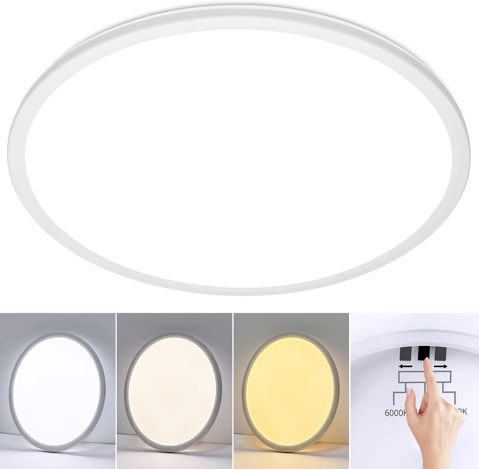 LED Flush Mount Ceiling Light, 15.8inch Low Profile LED Ceiling Light ...