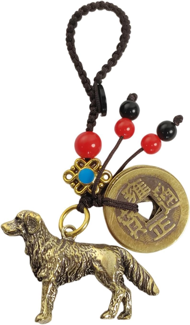 Amazon.com: NDCNCQ Dog Keychain Brass Chinese Zodiac Dog Statue ...