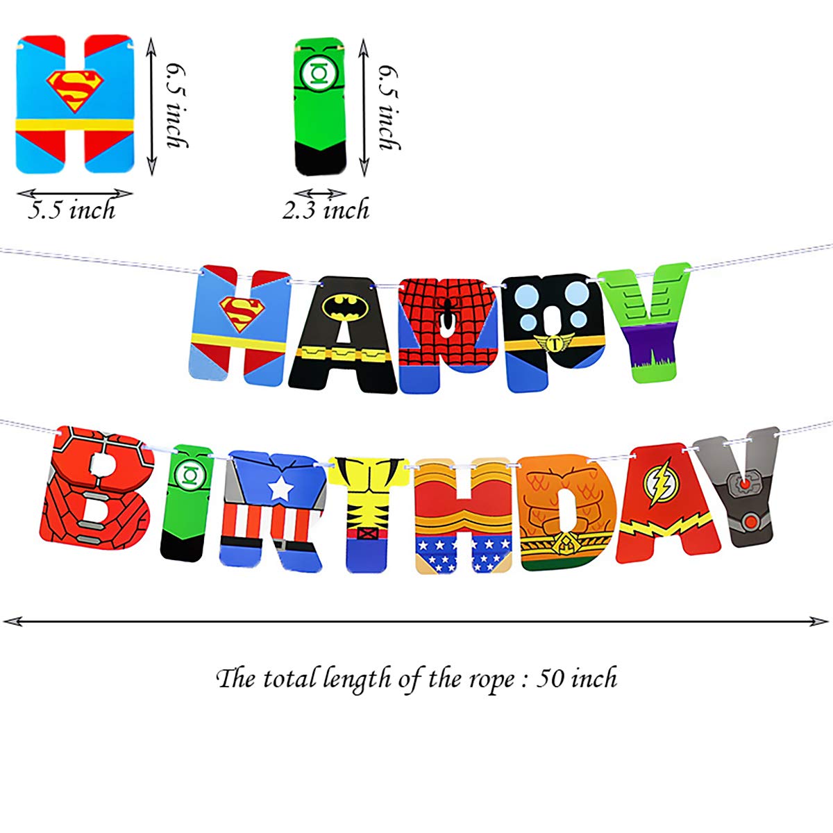 2 PACK Superhero Birthday Banner for Party Decorations, Superhero ...