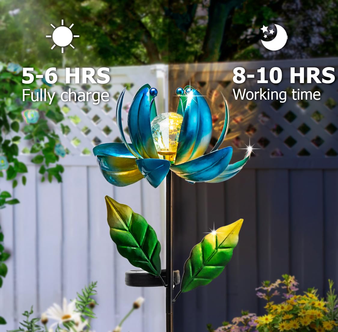 Snapklik.com : Solar Yard Lights Wind Spinners- Metal Lotus Flower ...