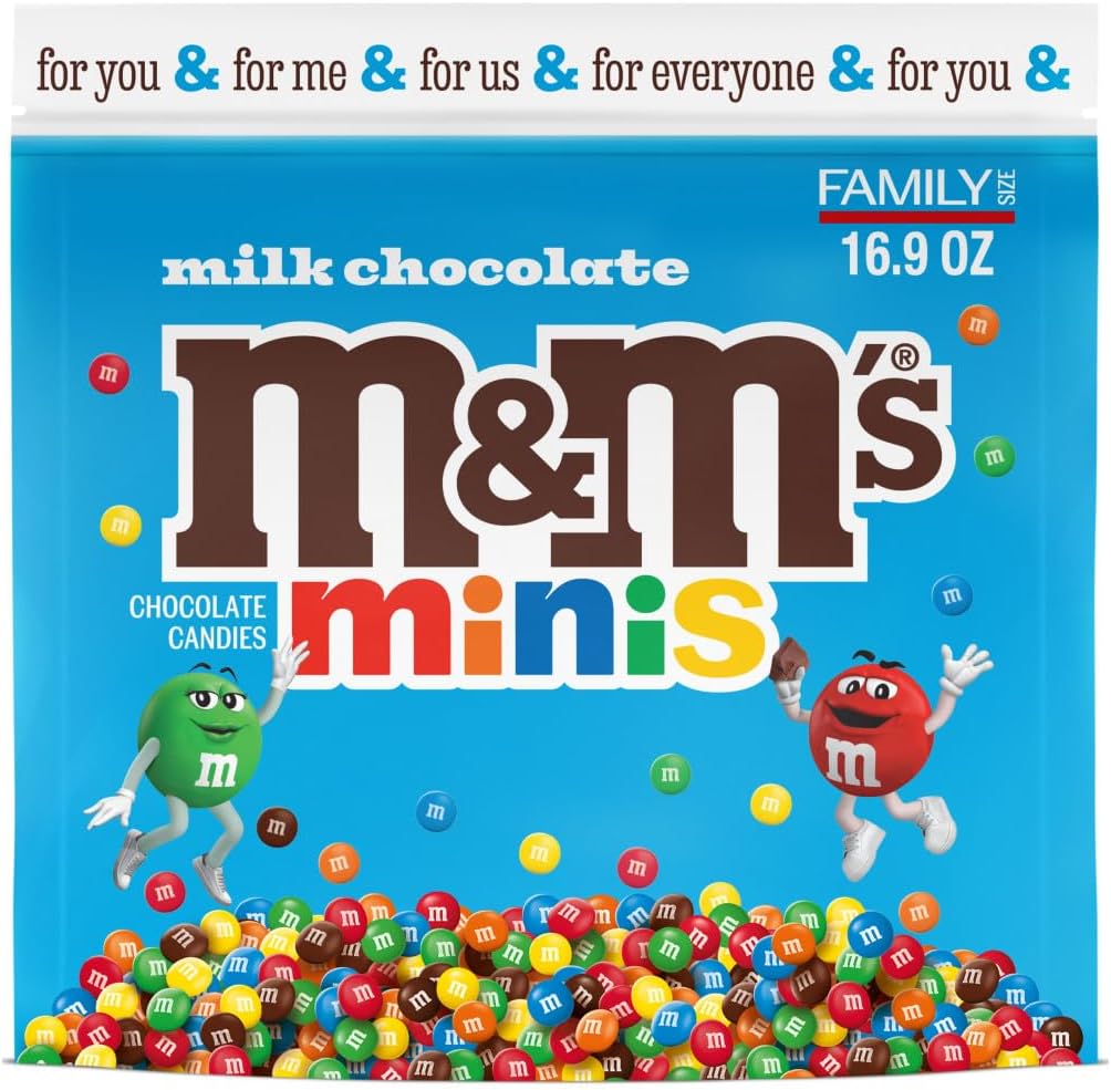 Amazon.com: M&M'S MINIS Milk Chocolate Candy Assortment, Family Size, 16.9 oz Resealable Bulk ...