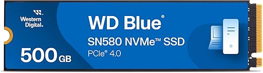 WD Blue SN580 500GB, M.2 2280, NVMe SSD, PCIe Gen4 NVMe, up to 4,150 MB ...