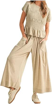 Amazon.com: Flowy Sets Women 2 Piece Outfits–Boho Two Piece Lounge Sets ...