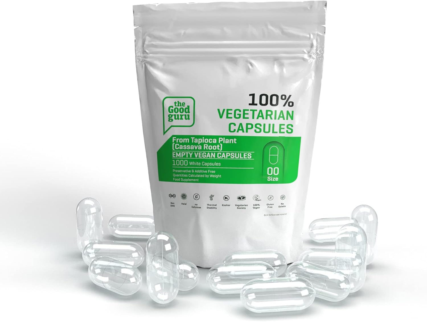 The Good Guru Vegetarian Empty Capsules Size - 00 Clear (1000 Capsules ...