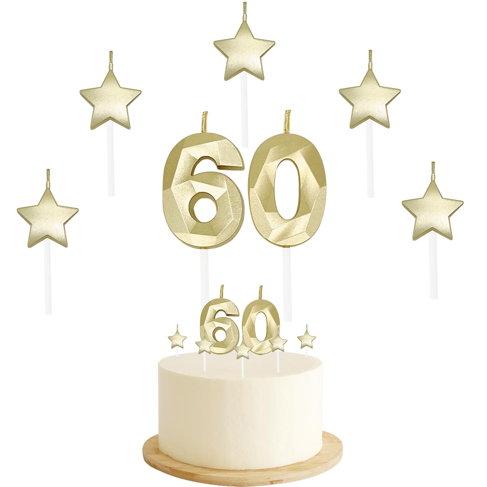 Amazon.com: 60th Birthday Candles for Cake - Number 60 & 6 & 0 Birthday ...